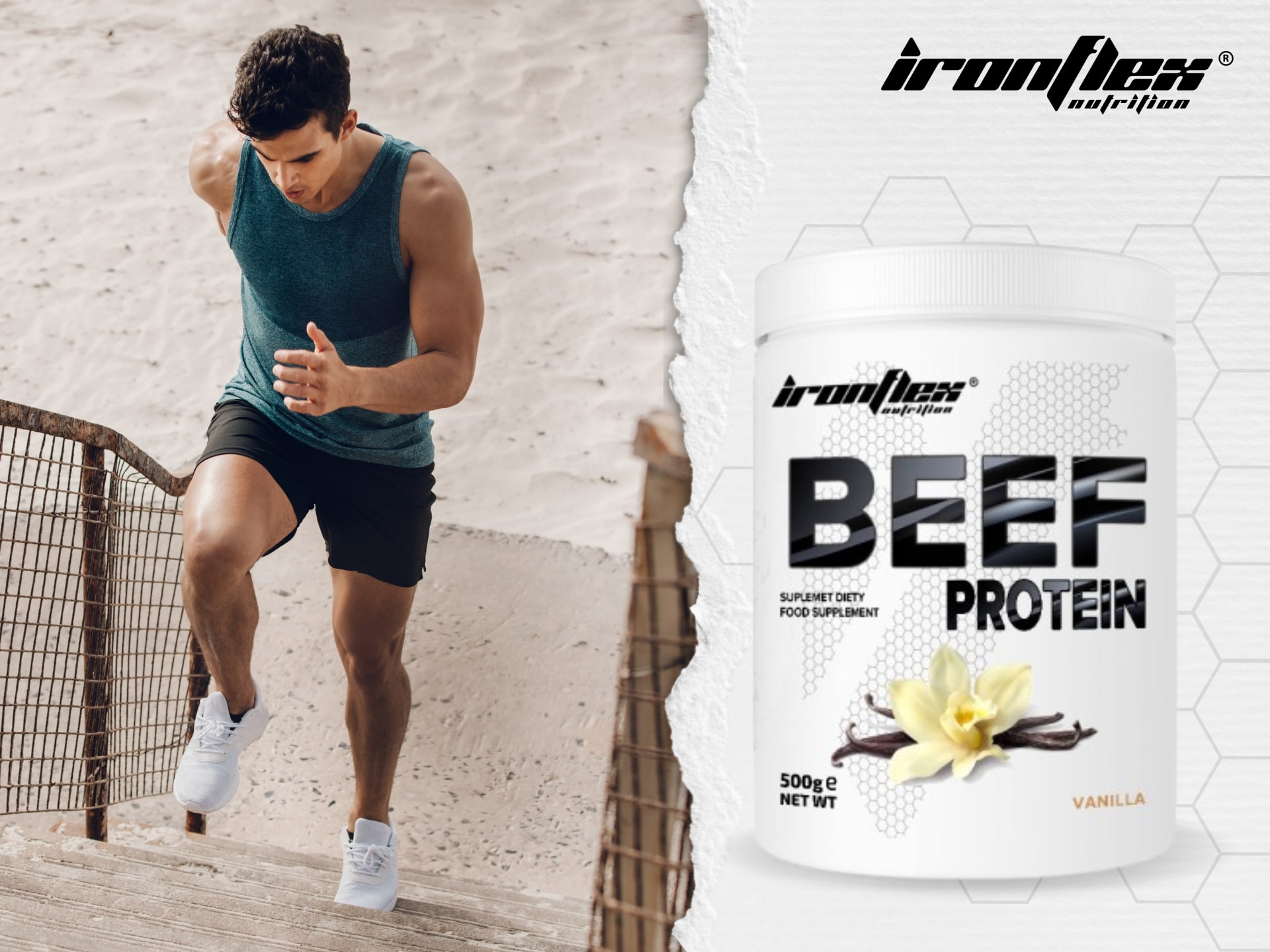 ⚡ Beef Protein- 500g - IronFlex - Prix, dosage, avis - magasin MusclePower